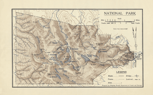 Mount Field National Park - 1940s - Historical Map – TASMAP